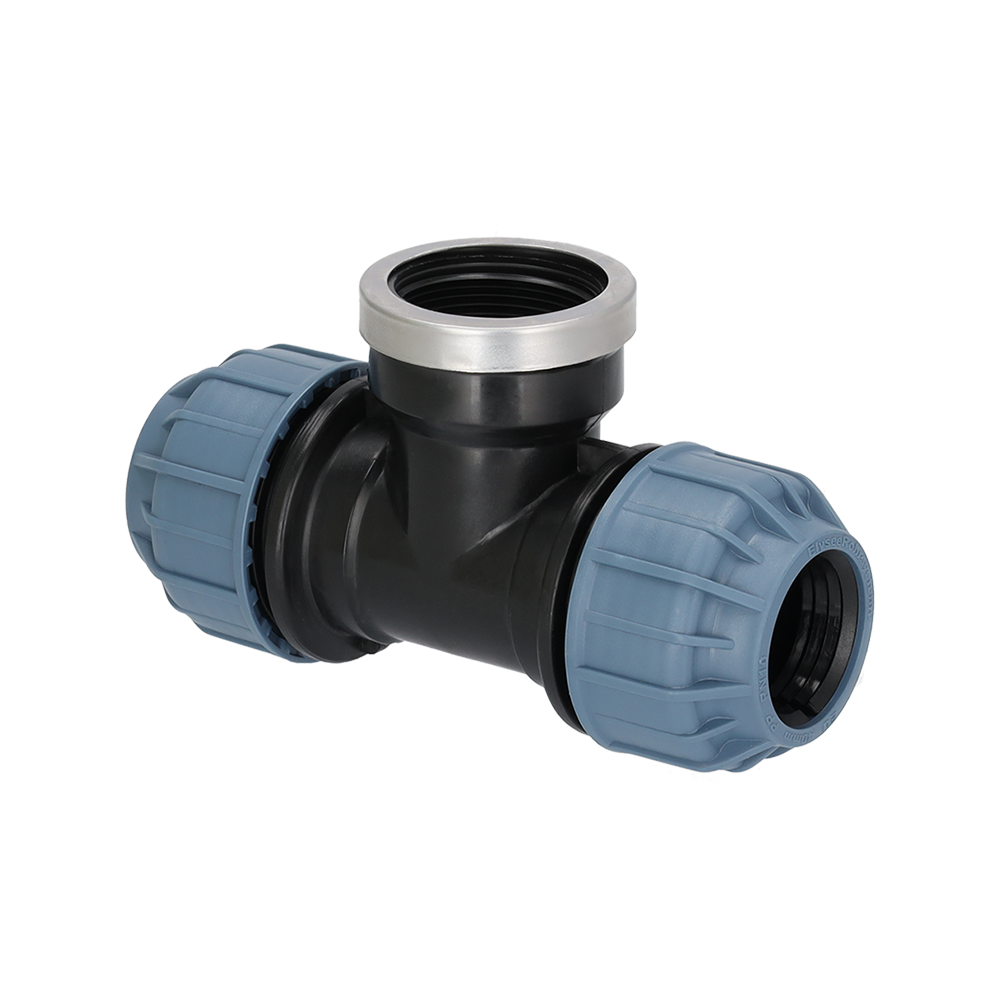 PP/PE Fitting T-Stück Klemm x IG x Klemm mit VA-Ring PN10, 5,00